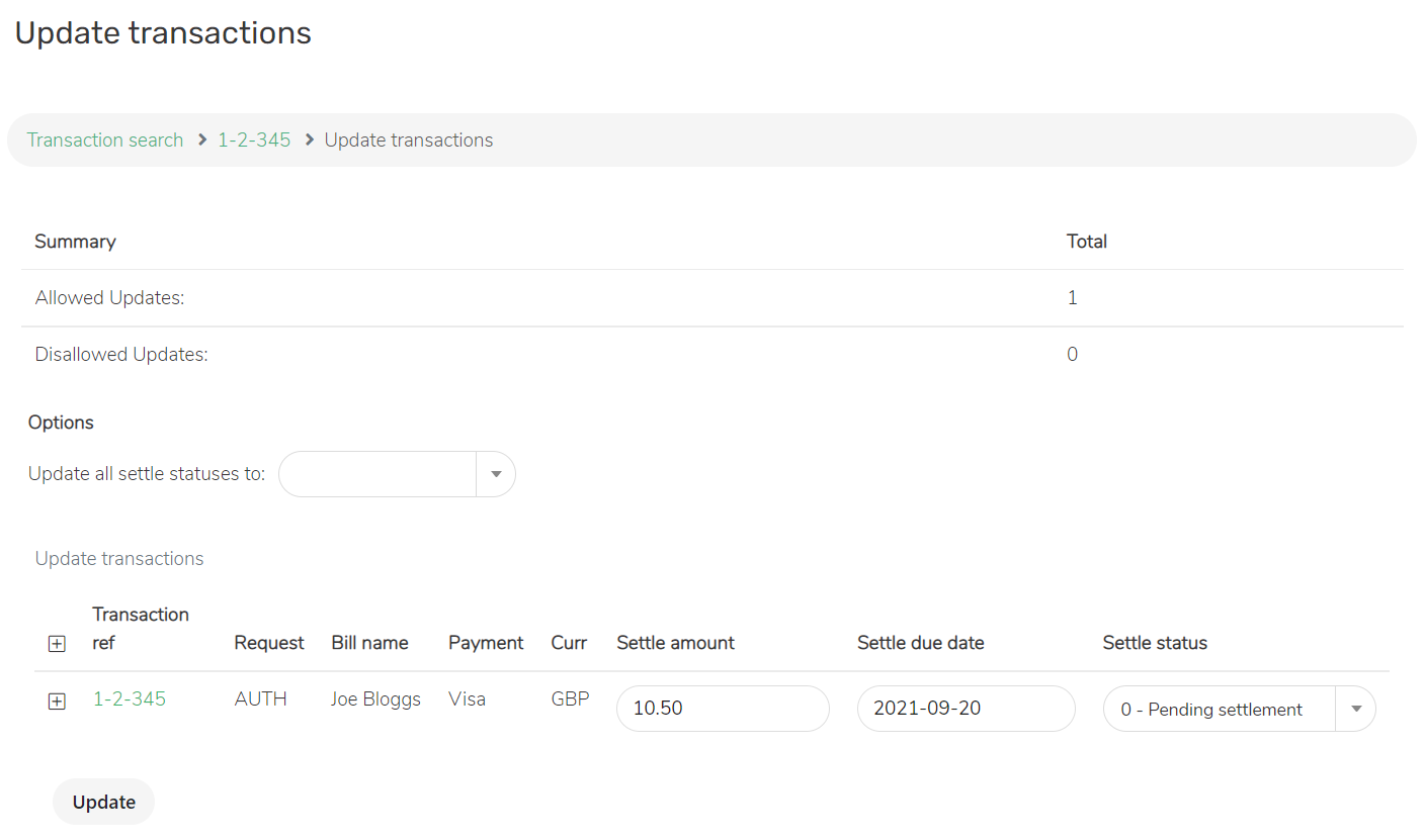 Update a transaction – Trust Payments